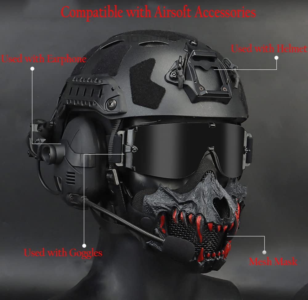 Snapklik.com : Airsoft Mesh Mask, Adjustable Half Face Skull Mask For ...