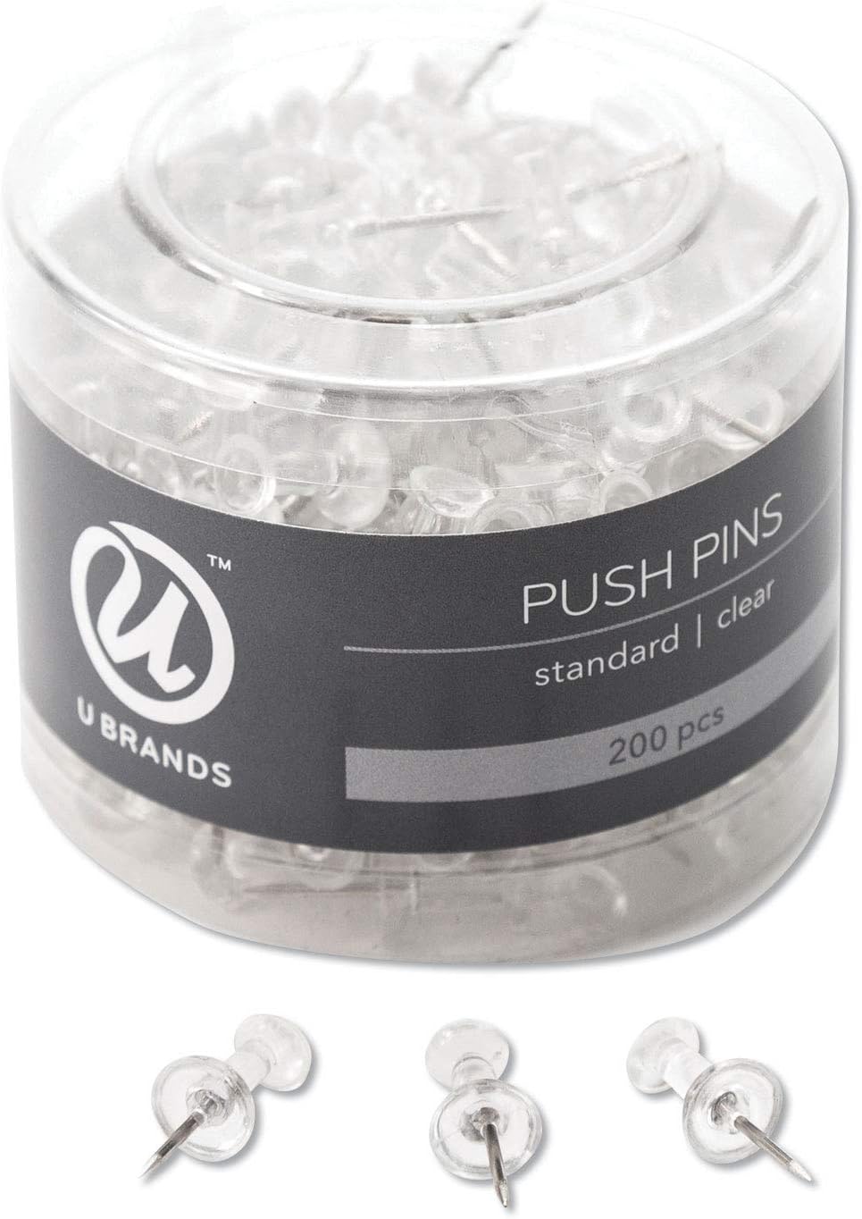 Amazon.com : U Brands Push Pins, Clear Plastic Head Thumbtacks, Steel ...