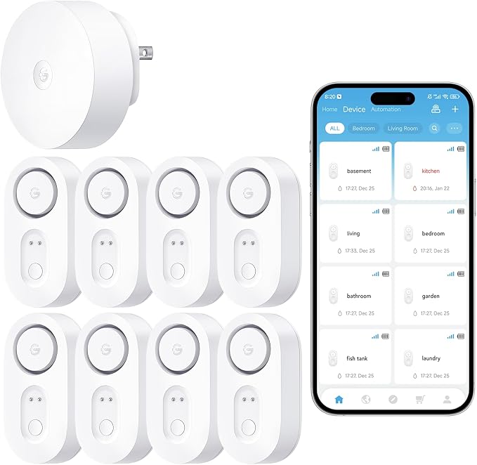GoveeLife WiFi Water Leak Detector for Home Bundle with sub-Device with ...