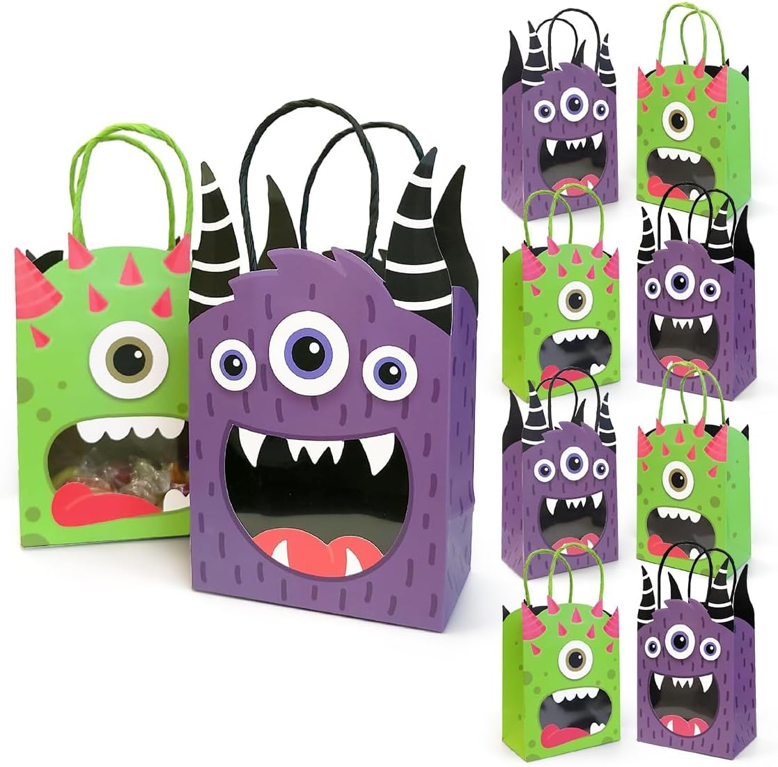Amazon.com: Cheerland Monster Party Favor Gift Bags Halloween Goodie ...
