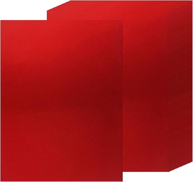 Amazon.com : 24 Sheets Red Metallic Cardstock Paper 8.5 X 11", 92lb ...