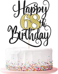 Amazon.com: Ruscalin happy 68th birthday cake topper,68 birthday party ...