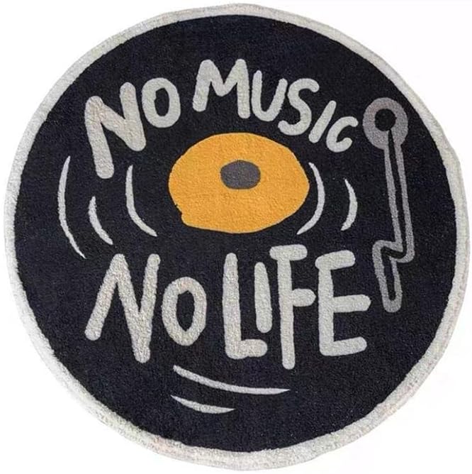 Wokii CD Disc Floor Mat,music Record Black Round Area Rug, Creative CD ...