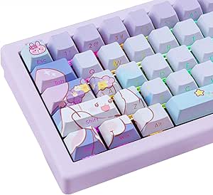 PBT 135 Keys Transparent Keycaps Letter Side Print Purple Bunny Custom ...