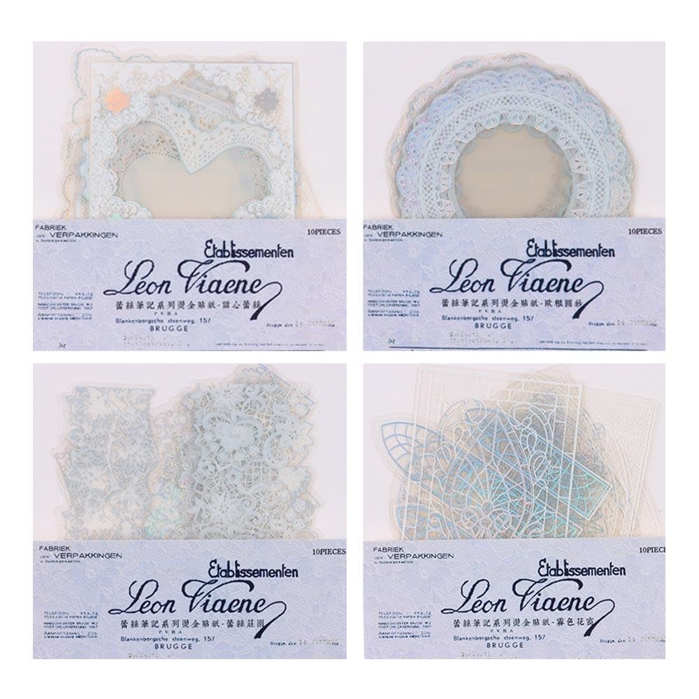 Amazon.com: diyhub 40PCS Vintage Lace Stickers Aesthetic Stickers ...