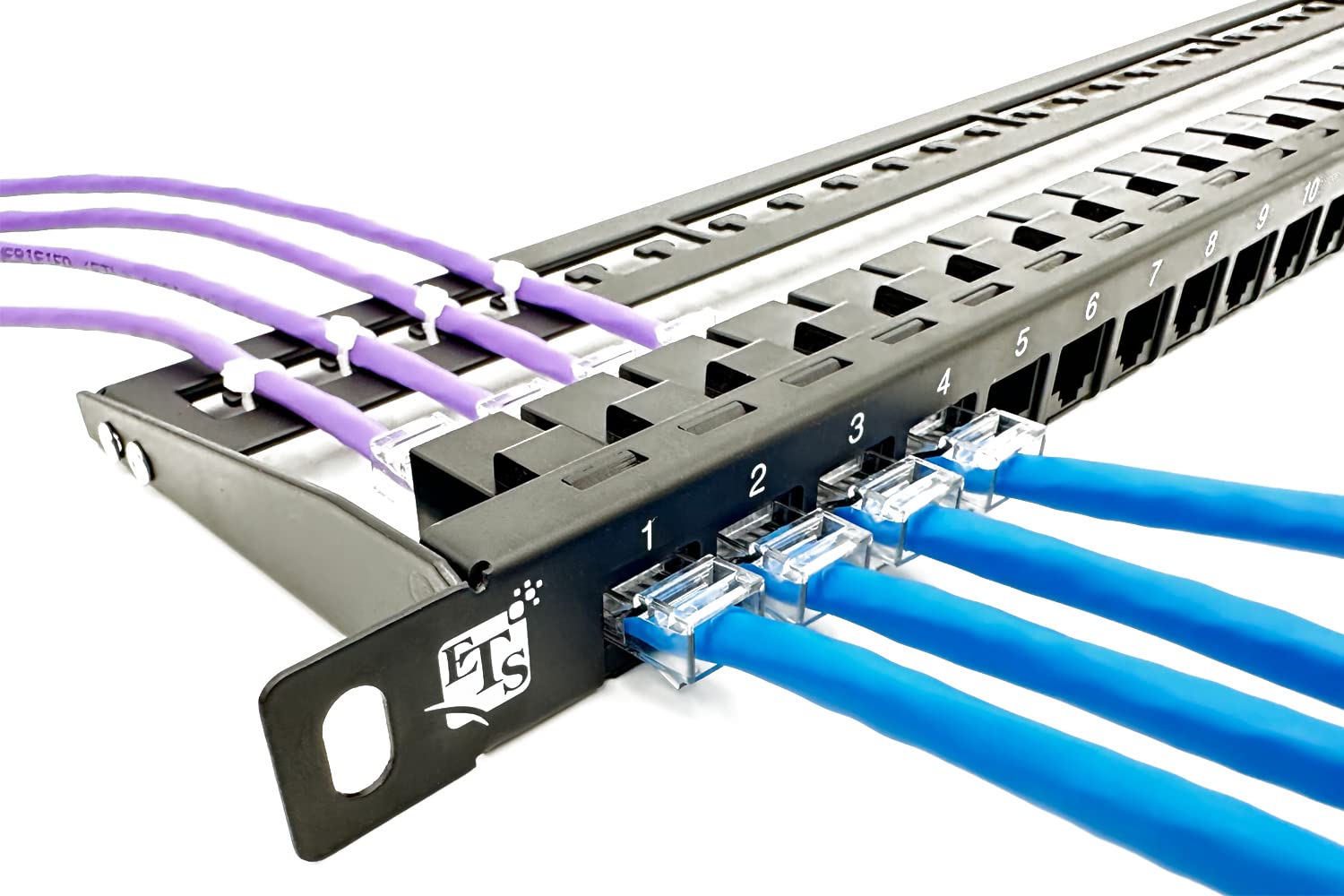 ETS 24 Port Patch Panel CAT6 0.5U Inline Pass Through Keystone Coupler ...