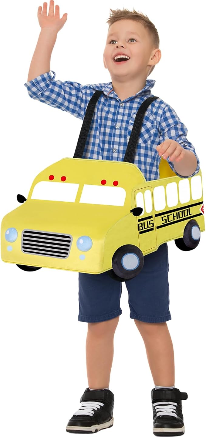 Amazon.com: Mepase Ride in School Bus Costume Yellow 3D Car Costume ...