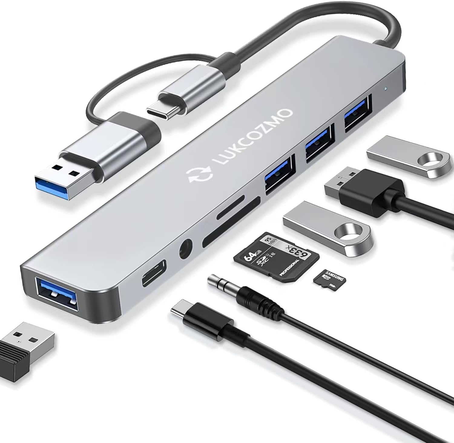Amazon.com: Lightning + Type C to USB Hub [MFi Certified] 4-in-1 USB OTG Hub with 2 USB 3.0 Port ...