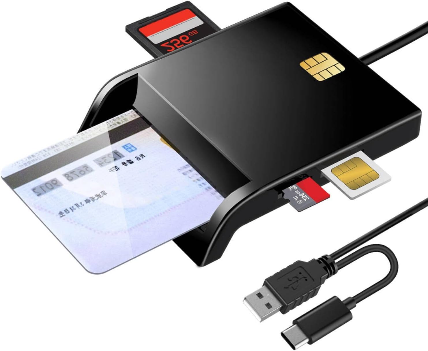 Amazon.co.jp: SDカードリーダー マイナンバーカード対応 【確定申告が簡単・自宅でらくらくe-Tax】 接触型 USB3.0 高速転送 カードリーダー 4in1 type-c ...