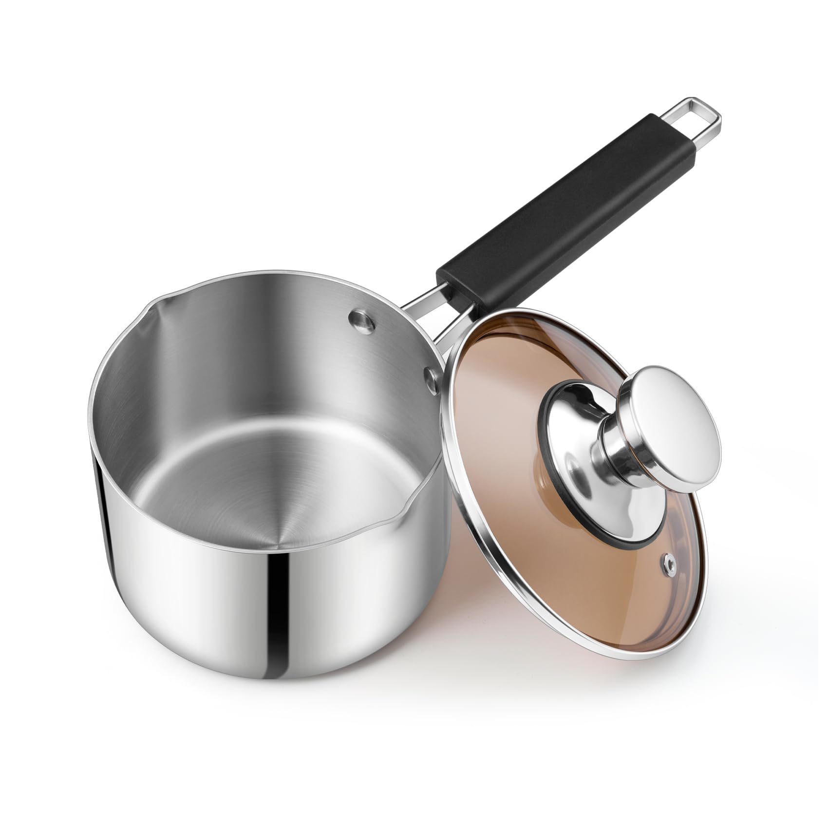 Homikit 14cm Tri-Ply Saucepan, Stainless Steel Milk Cooking Pan with ...