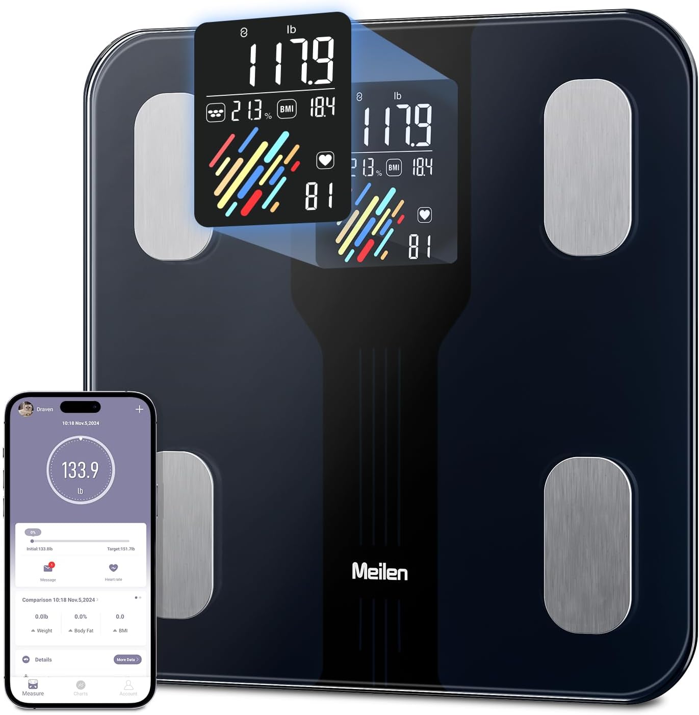 Amazon.com: Runstar Smart Scale for Body Weight and Fat Percentage ...