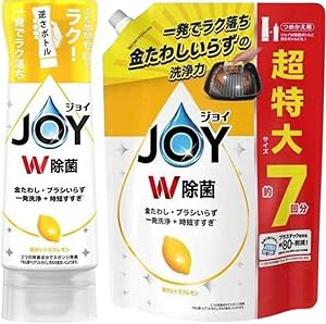 Amazon.co.jp: 【まとめ買い】【セット商品】ジョイ W除菌 食器用洗剤 贅沢シトラスレモンの香り 逆さボトル 290ml + 詰め替え 960ml : ドラッグストア