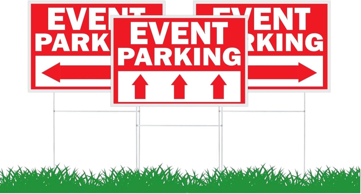 Amazon.com: Double Sided Event Parking Sign with Metal H-Shaped Stakes ...
