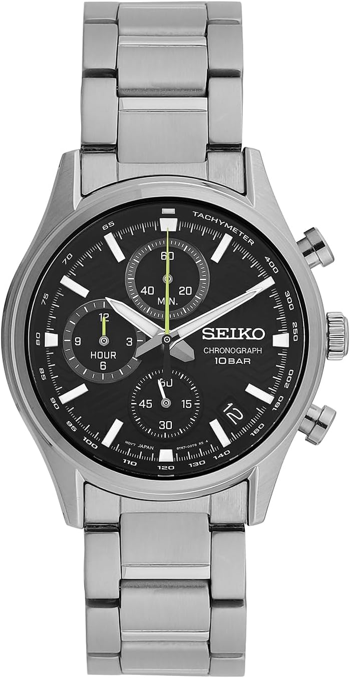 Seiko Stainless Steel Dress Chronograph Men Watch - Ssb419P1, Black ...