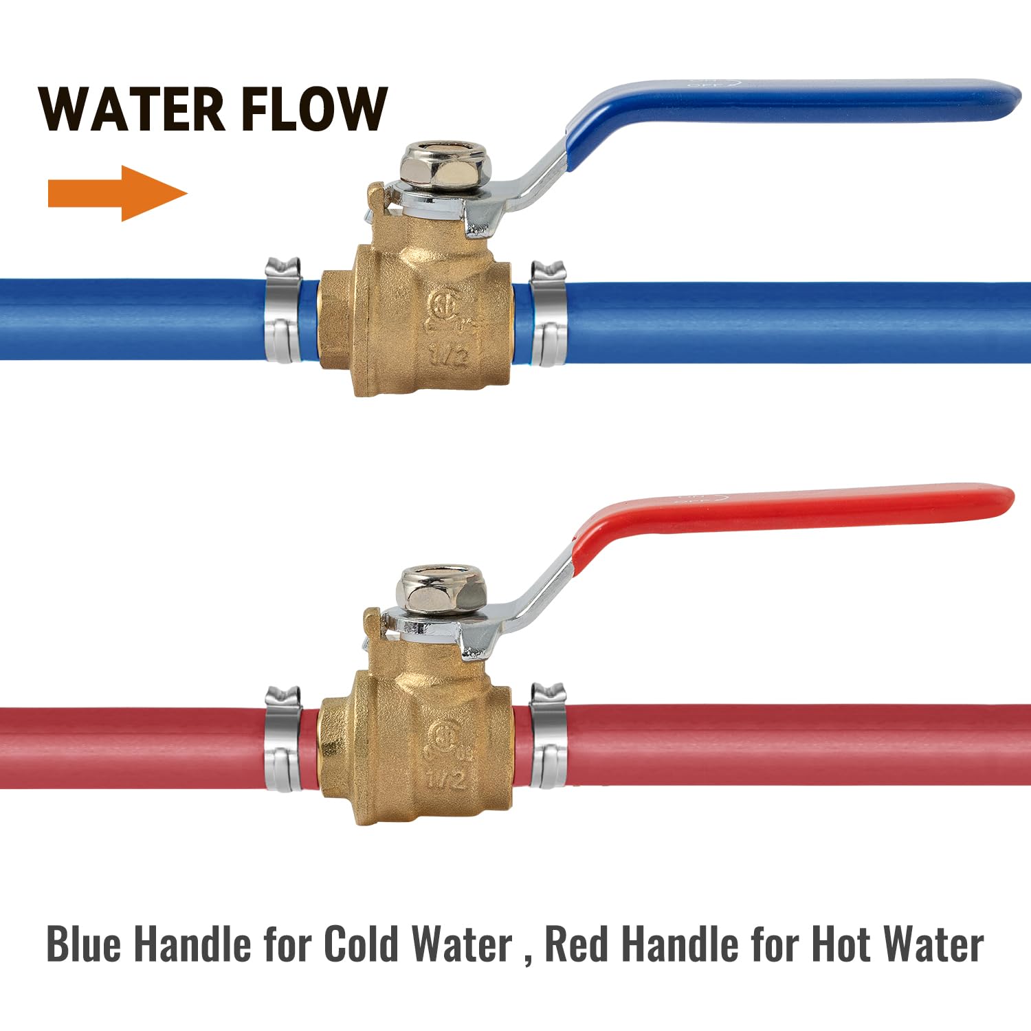 Snapklik.com : 2-Pack Pex Ball Valve 1/2 Inch, Full Port 1/4 Turn Crimp ...
