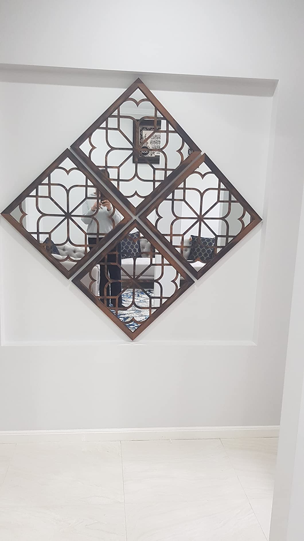 Wocred 2 PCS Square Wall Mirror,Gorgeous Rustic Farmhouse Accent Mirror ...