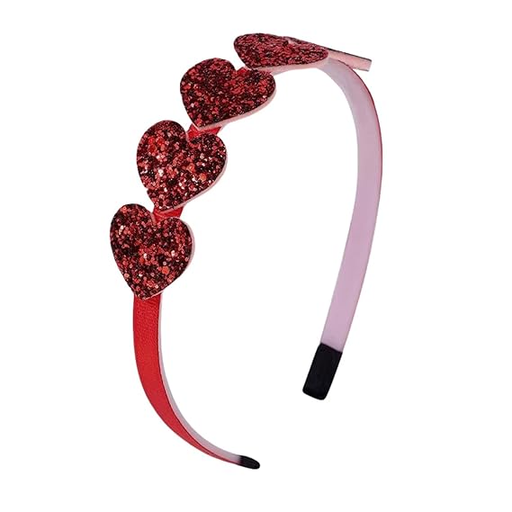 Amazon.com : Dzrige Valentines Day Heart Headband Glitter Red Heart ...