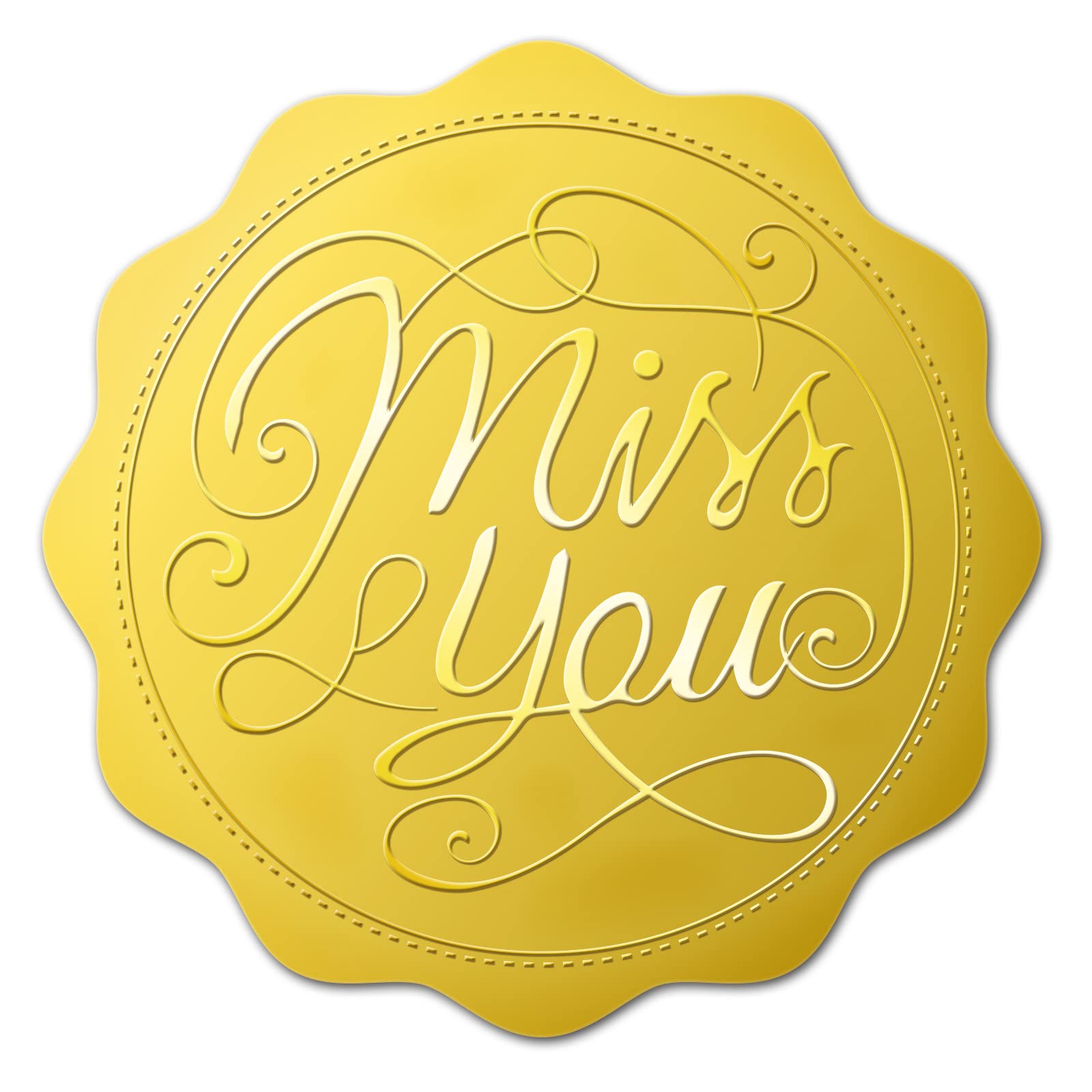 Buy BENECREAT 100pcs Letter Gold Foil Certificate Seals, 5cm Miss You ...