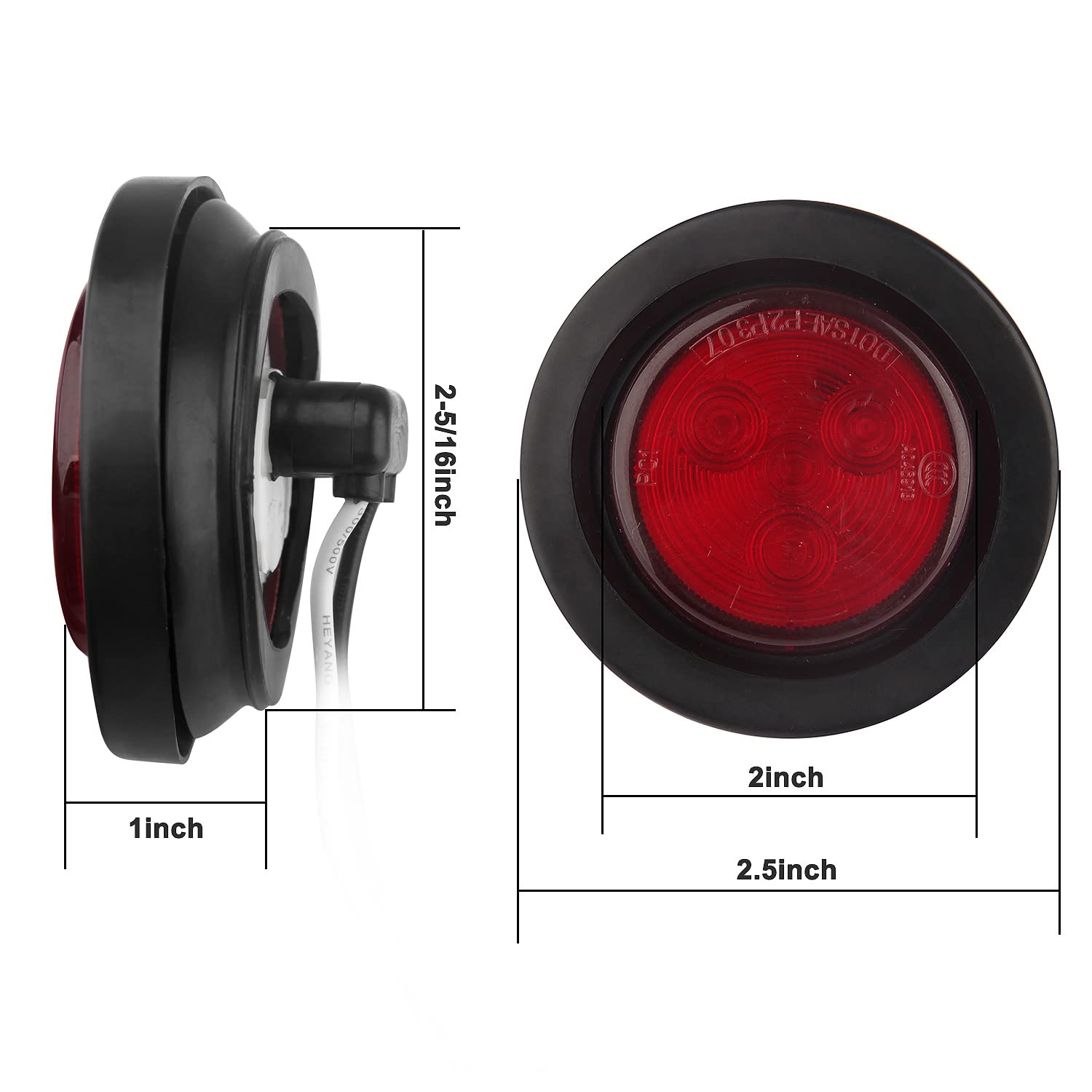 Snapklik.com : 10Pcs 2 Inch Round Led Marker Lights, 2 Inch Round ...