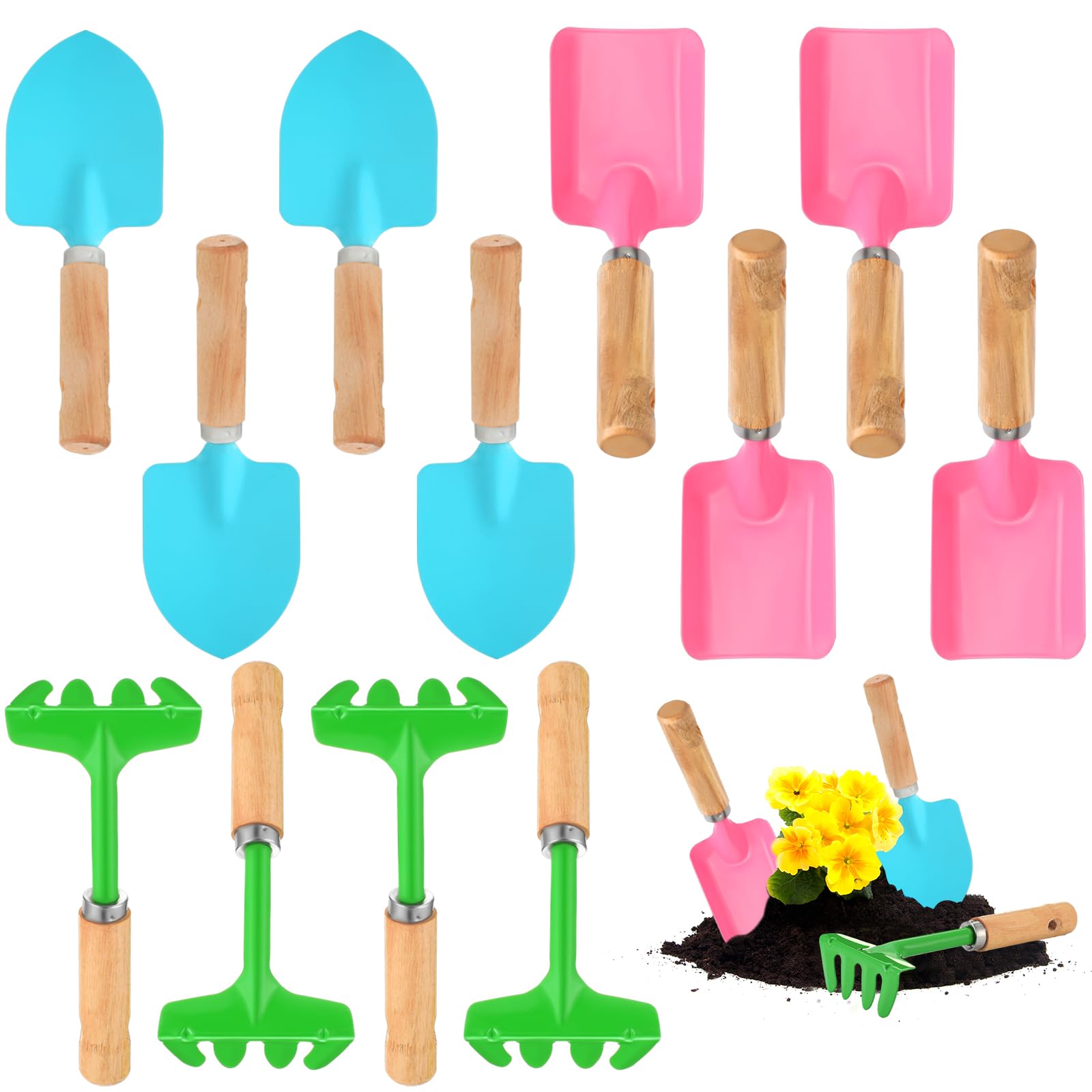 Amazon.com: Halloscume 12 Pcs Colorful Kids Garden Tools Kids Gardening ...