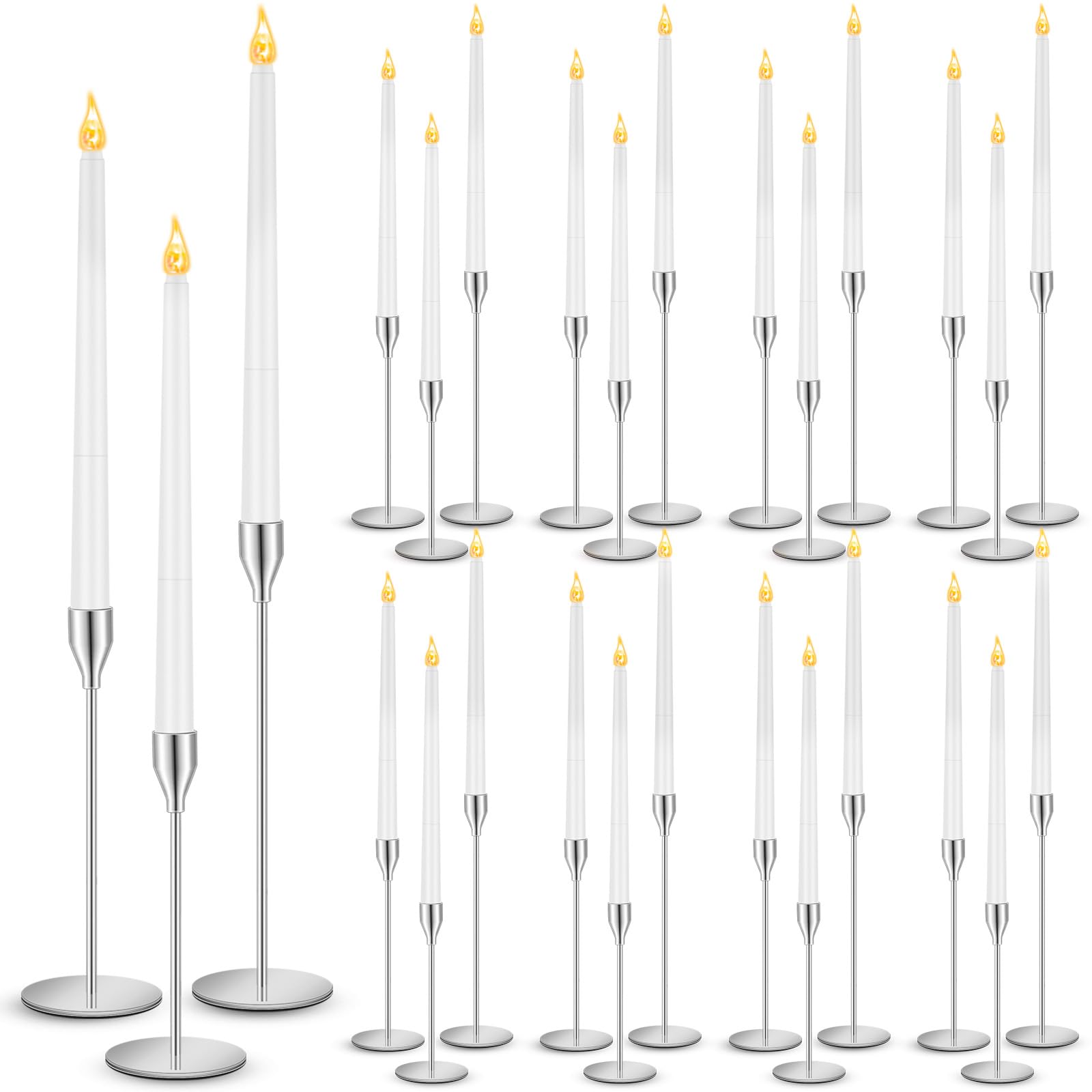 Amazon.com: FillTouch 30 Pcs Metal Taper Candlestick Holders with LED ...