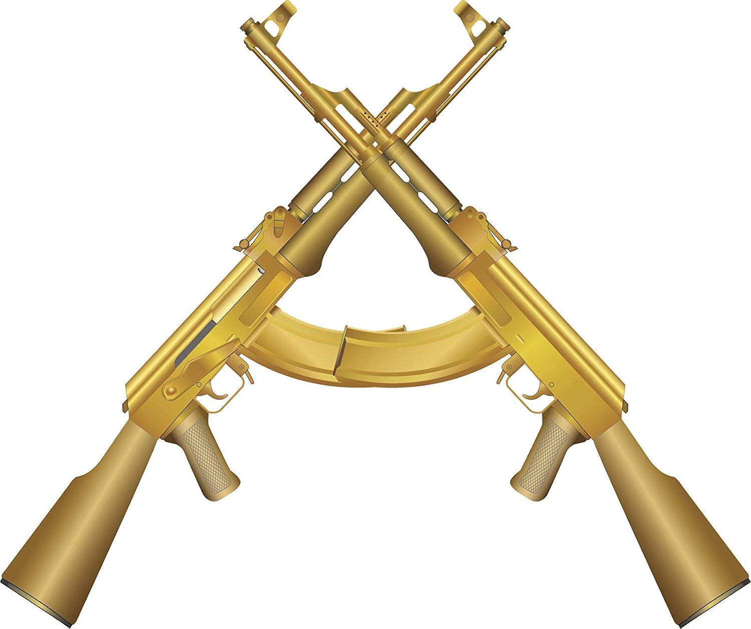 Amazon.com - Double Golden AK-47 Machine Gun Gold Vinyl Decal Bumper ...
