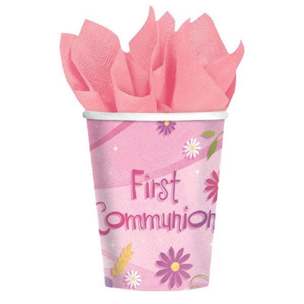Amazon.com: Amscan Pink First Communion Paper Cups for Religious Party ...