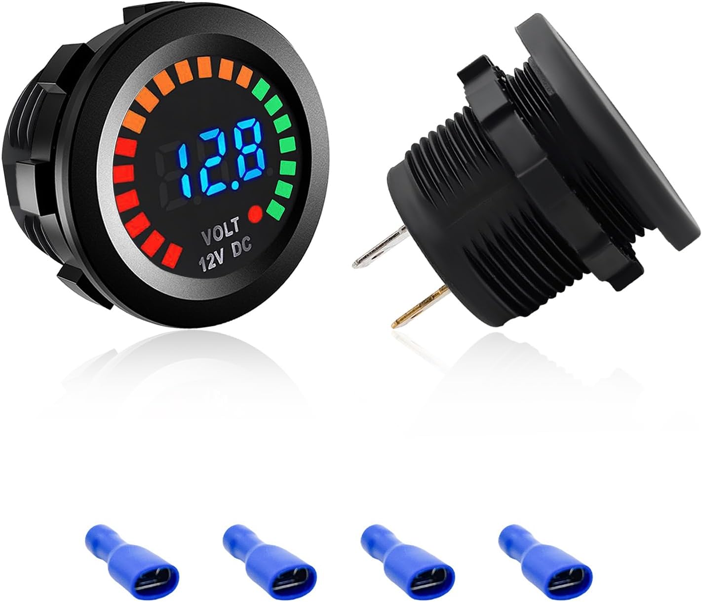 Amazon.com: Gasedin 2 PCS 12V DC LED Digital Voltmeter, Round Panel ...