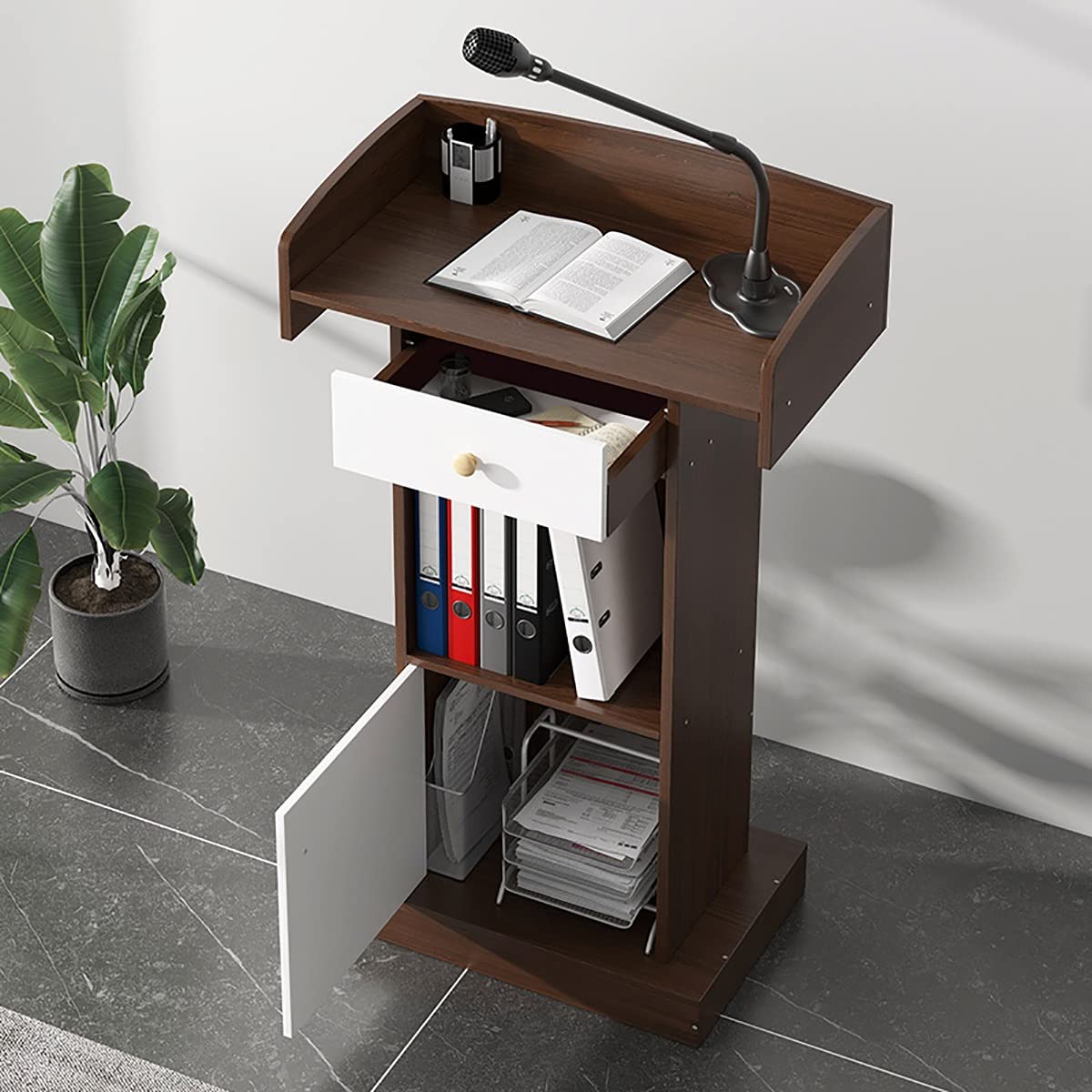 Lecterns Floor Standing Podium Wooden Speaking Lectern Stand Up Desk ...