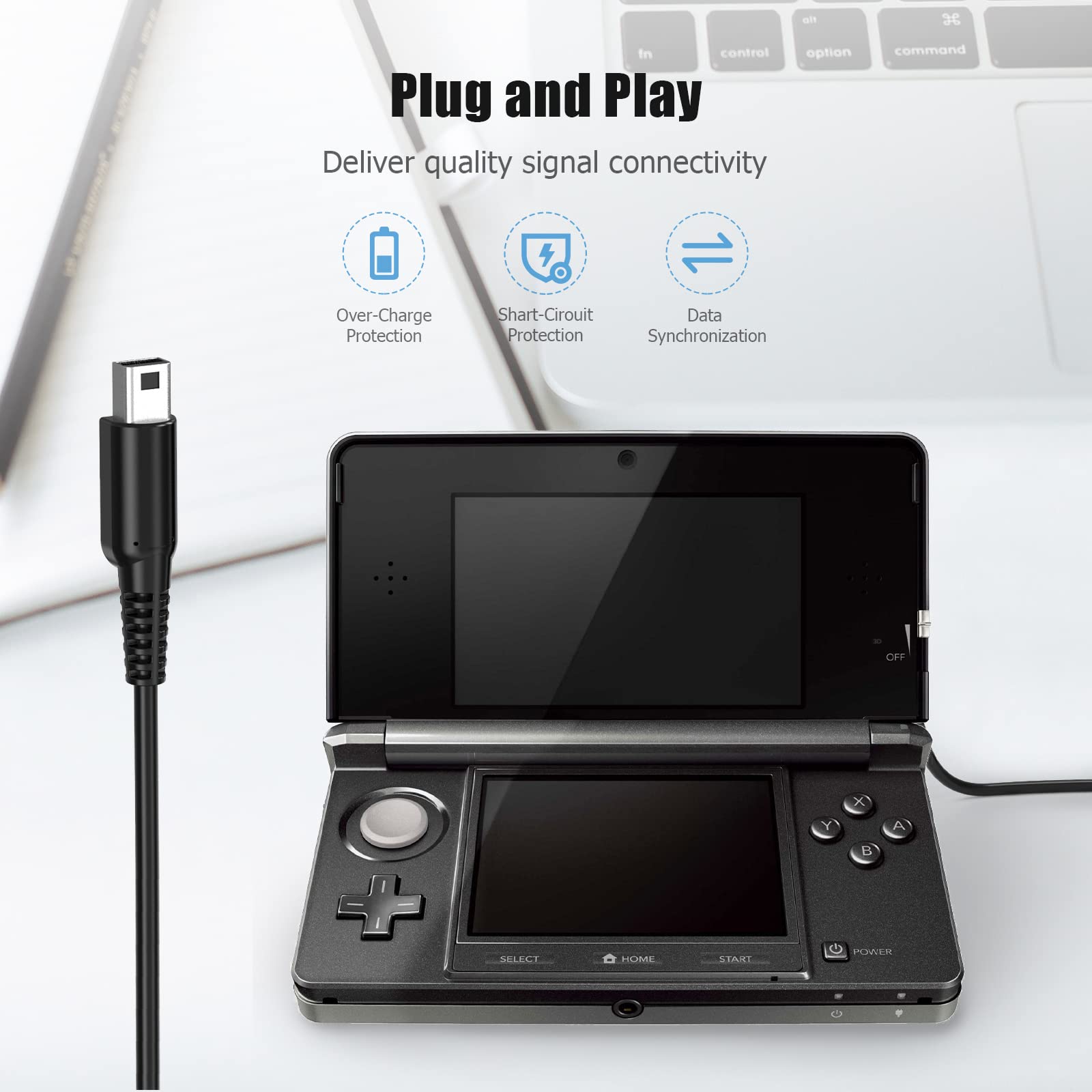 Snapklik.com : 3DS USB Charging Cable, 4-Feet 3-Pack Replacement Power ...