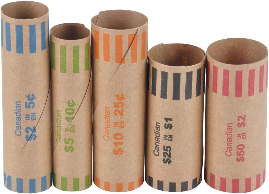 L LIKED 105 Assorted Preformed Coin Wrappers for Canadian Coins, Dollar ...