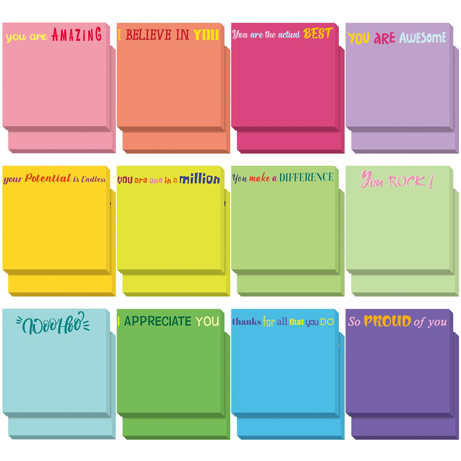 Amazon.com : Yinder 24 Pcs Inspirational Sticky Notes Cute Motivational ...