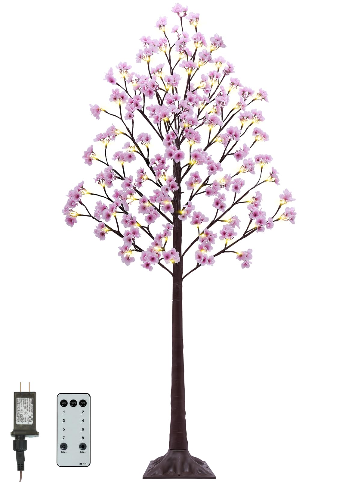 6FT Lighted Cherry Blossom Tree - Faux Artificial Light Up Cherry ...