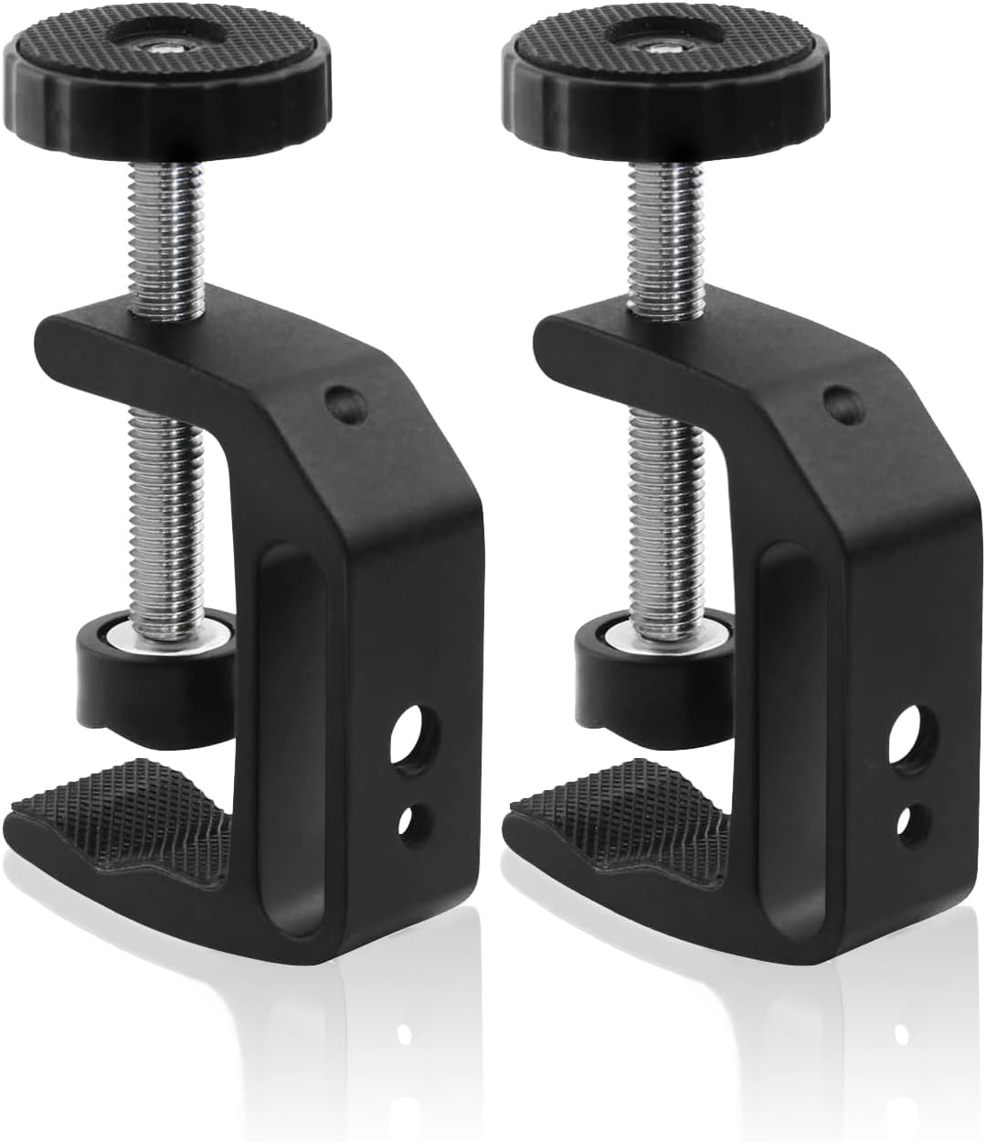 QWORK Universal Desk C-Clamp with 1/2" Thread Hole, 4 Pack Adjustable ...