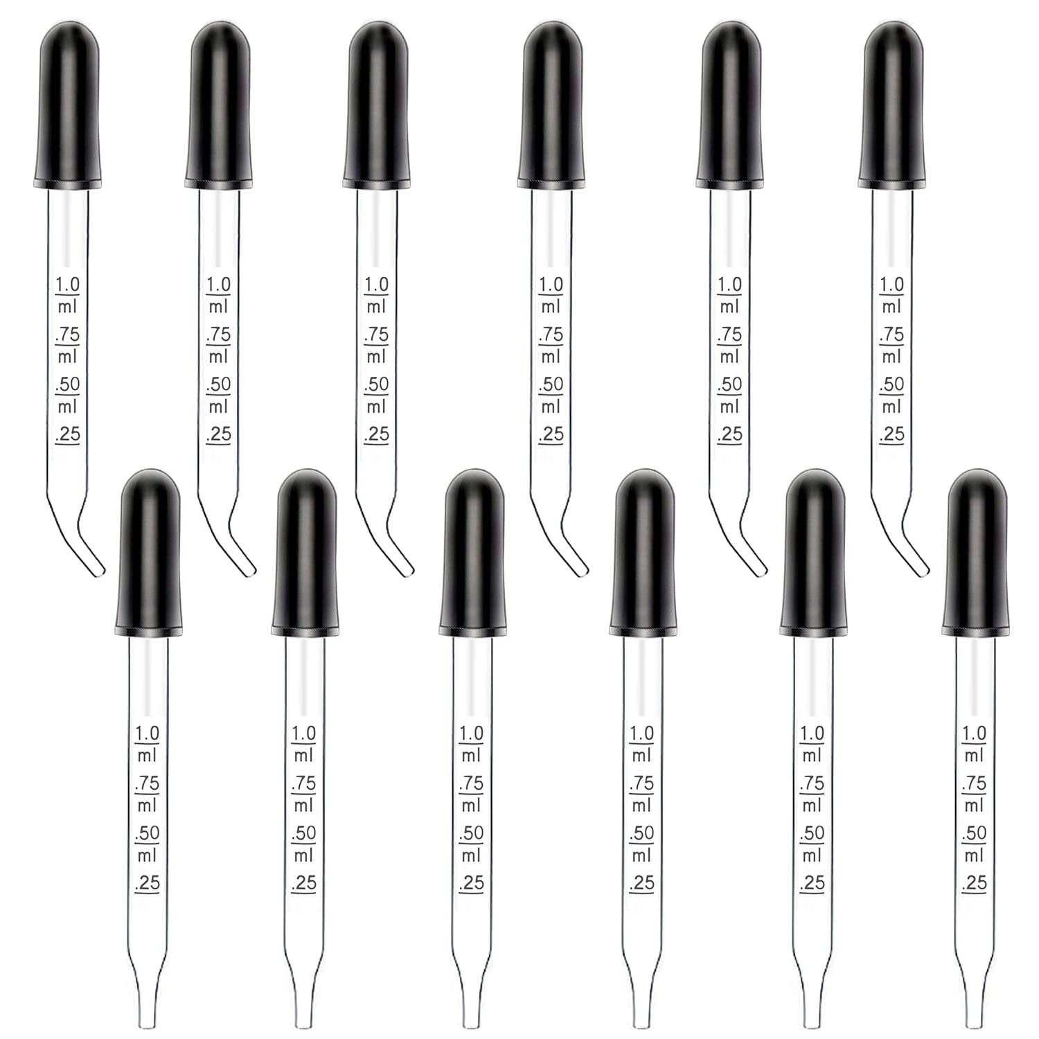 Amazon.com: 20pcs 1ml Eye Dropper,10pcs Straight Tip Glass Droppers and ...