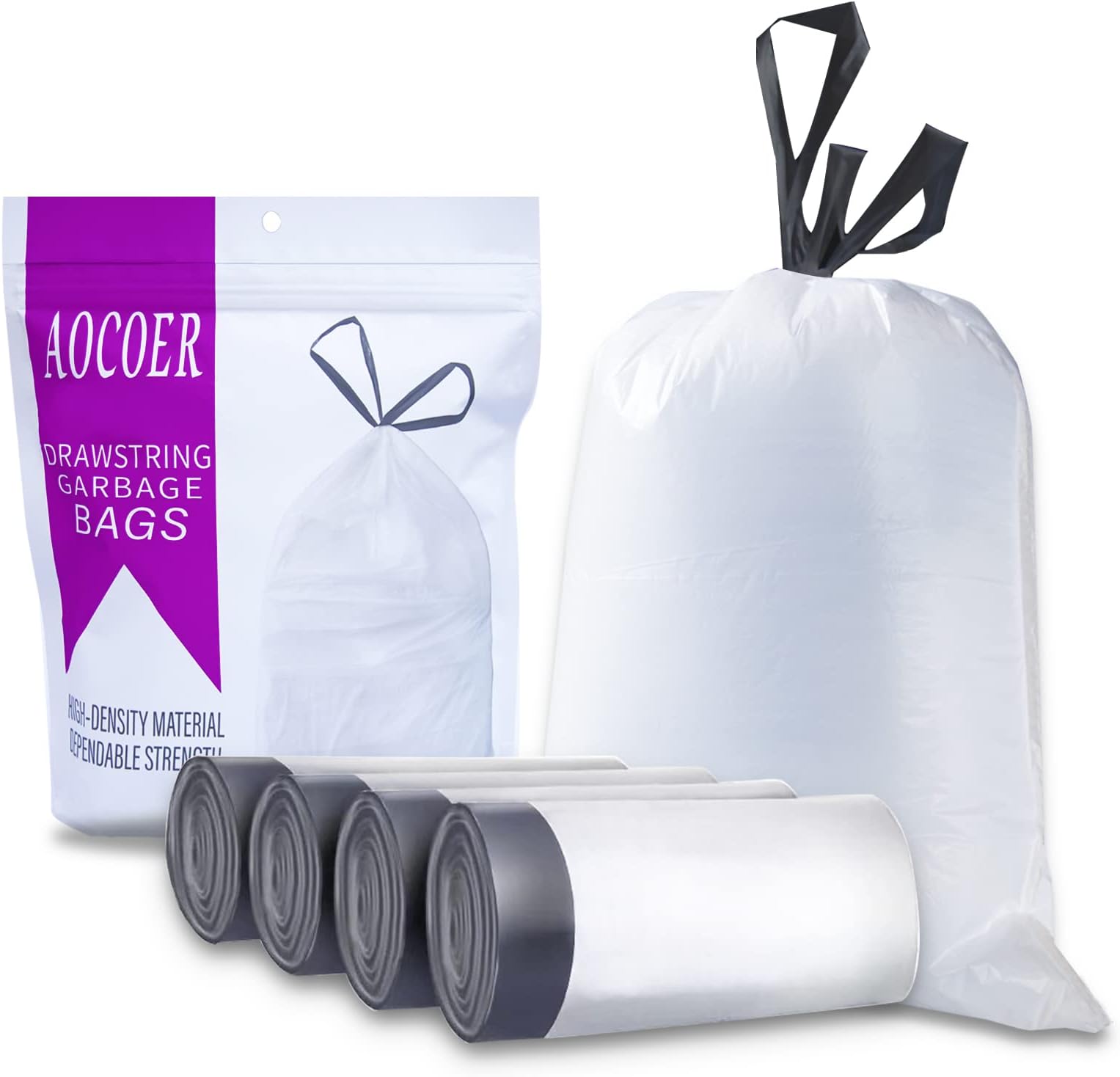 Amazon.com: Fiazony Medium Drawstring Garbage Bags, 8 Gallon, 110 Count ...