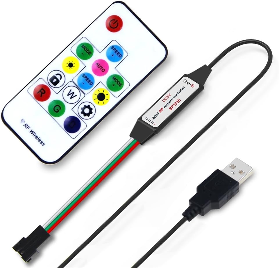 Amazon.com: ALITOVE WS2812B WS2811 Addressable LED Controller USB Powered Wireless RF Remote ...