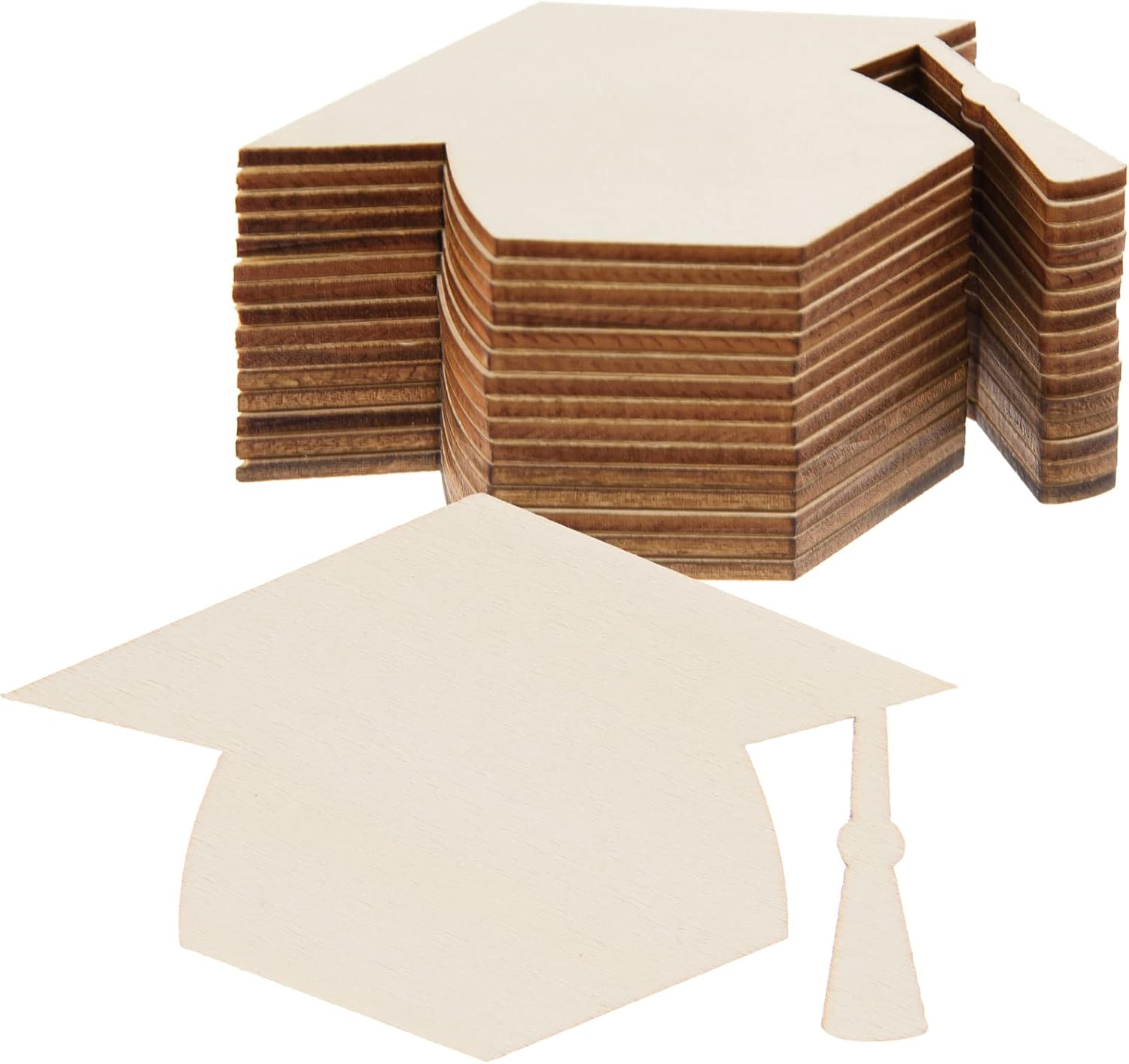 Amazon.com: 36 Pcs Wood Graduation Cap Cutouts Unfinished Wooden Grad ...