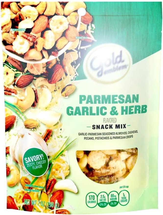 Amazon.com: Emblem Gold Parmesan Garlic Trail Mix, 7 oz: Flavored ...