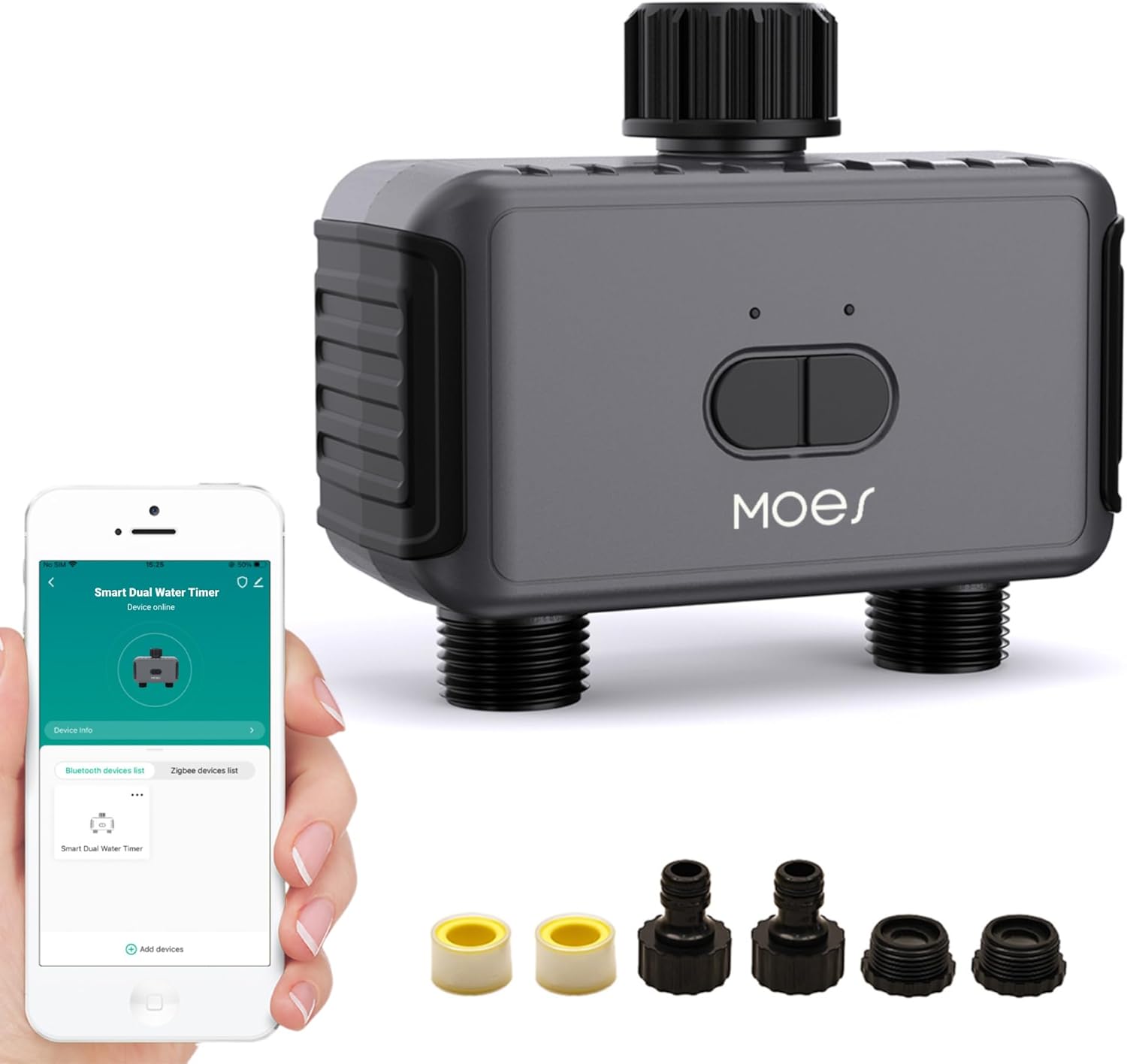 Bewinner Smart Sprinkler Water Timer - 2 Zone Bluetooth APP Control ...