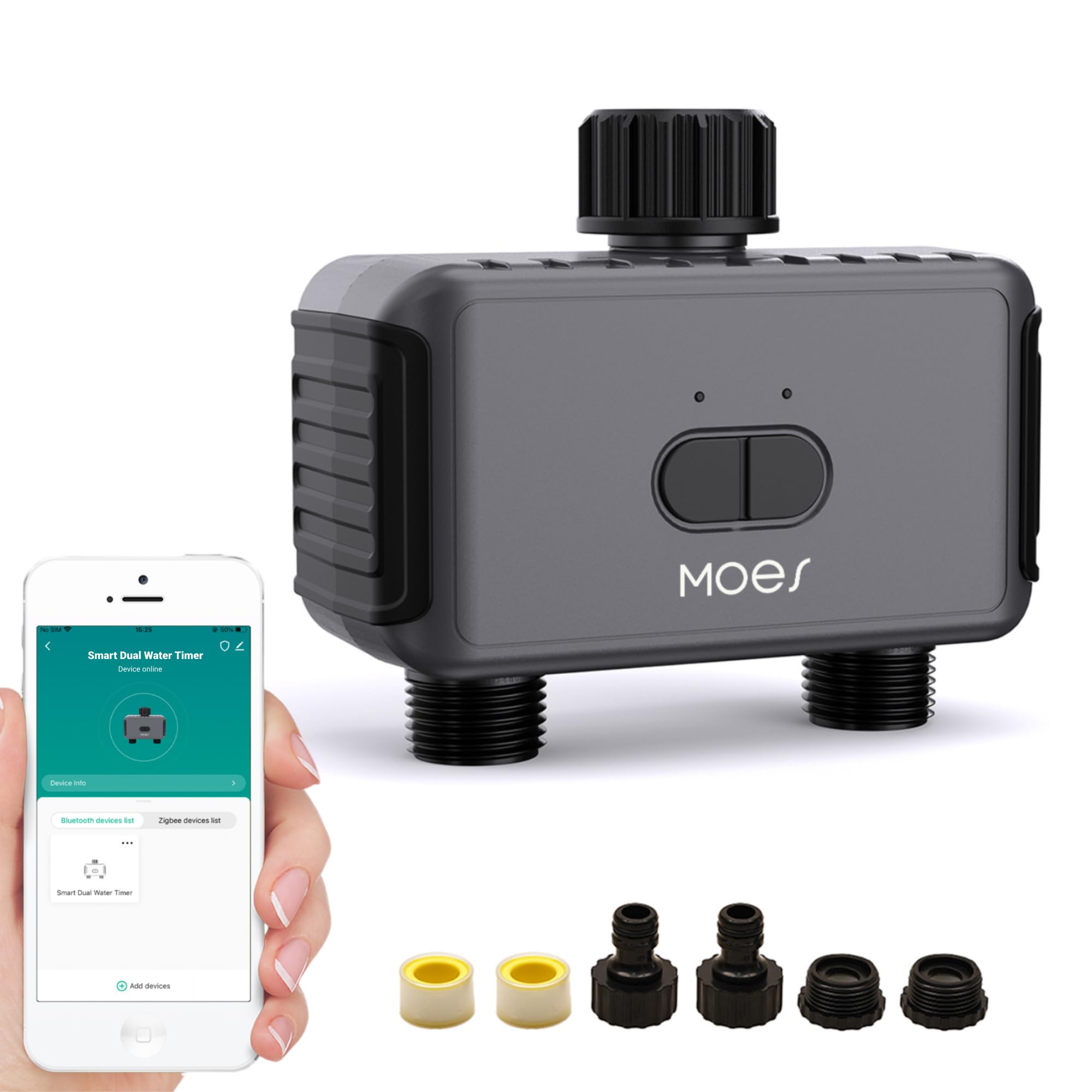 Bewinner Smart Sprinkler Water Timer - 2 Zone Bluetooth APP Control ...