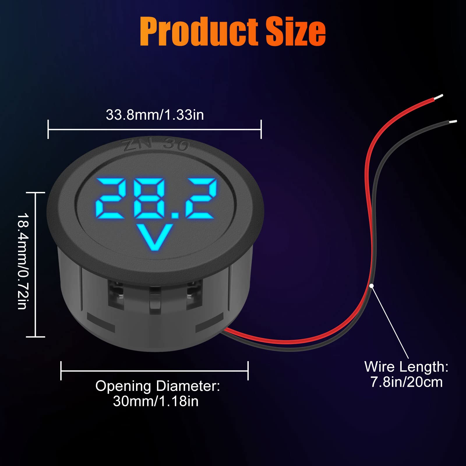 Snapklik.com : 2PCS DC 12V 24V Voltage Meter, 4V-100V Battery Voltmeter ...