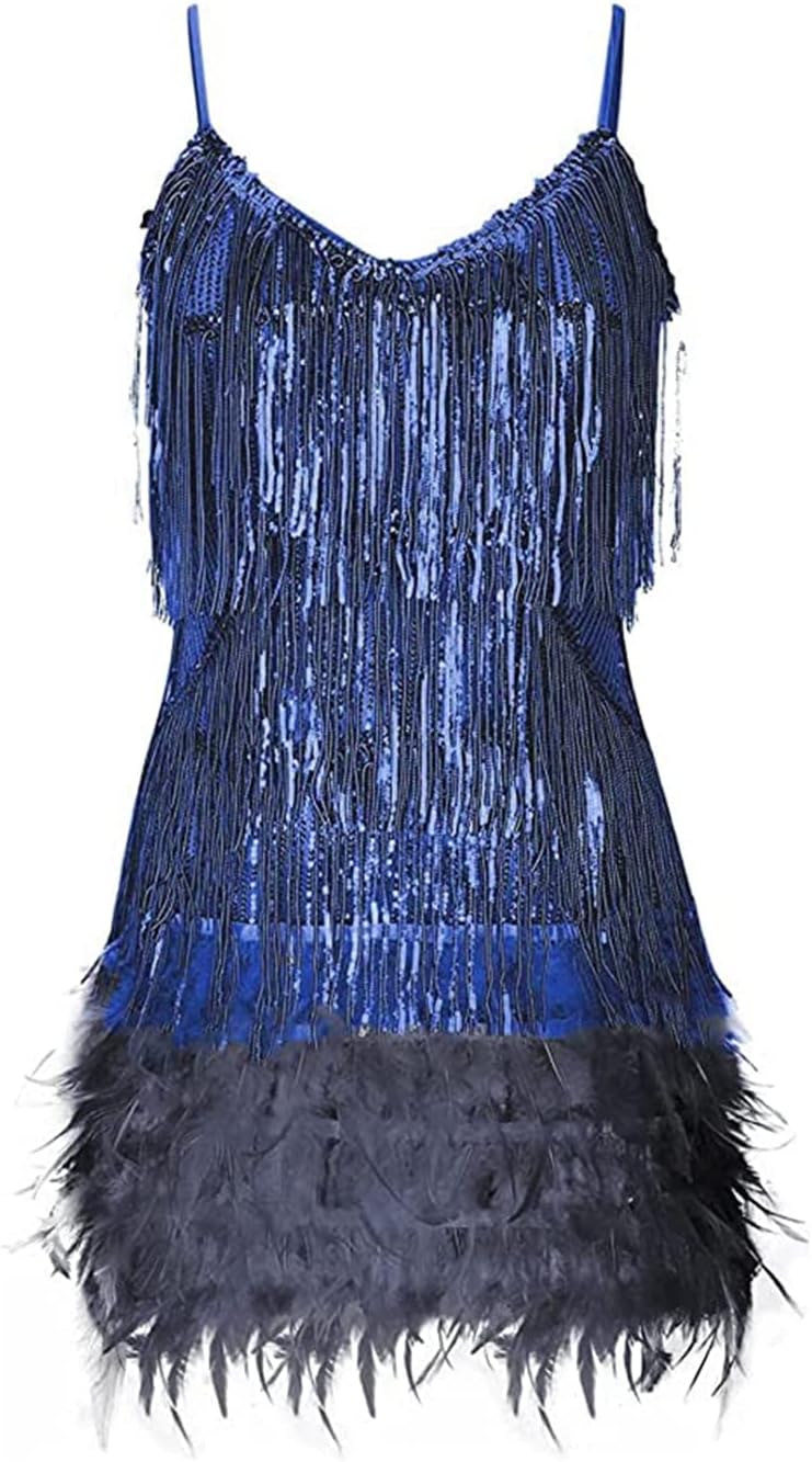 Women's Sequin Cocktail Dresses 1920s Flapper Dress Gatsby Fringe Mini ...