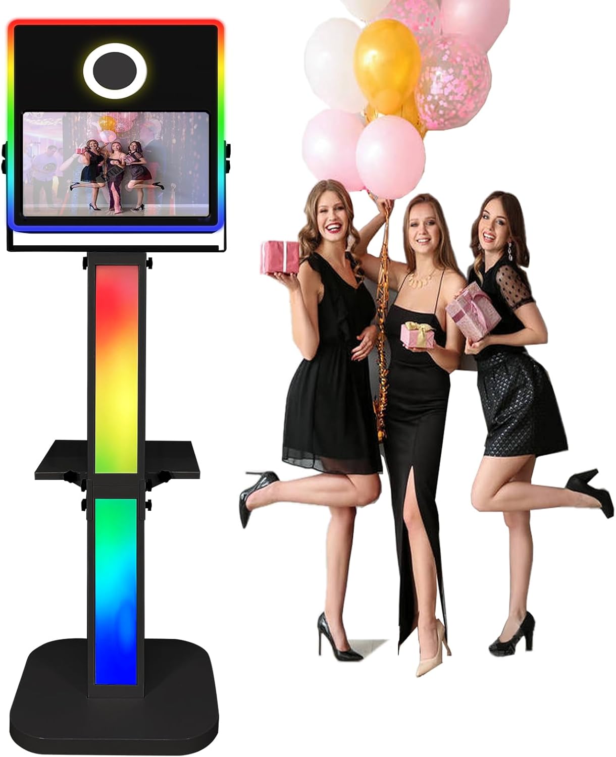 Amazon.com : VANYA Photo Booth Machine with Printer 15.6in Mirror Photo Booth Touch Screen,Black ...
