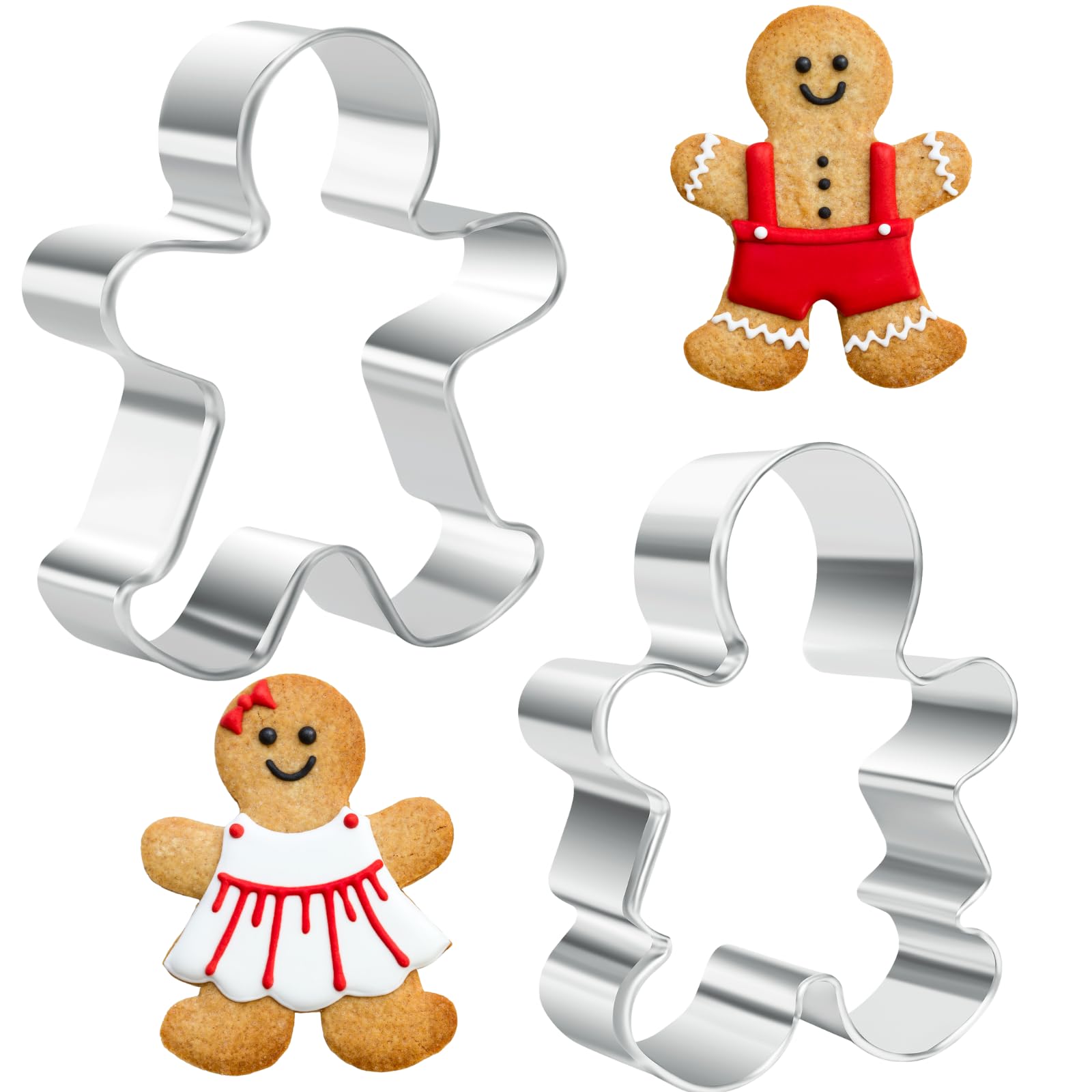 Orapink Gingerbread Man Cookie Cutters Set for Baking - 2Pcs Gingerbead ...