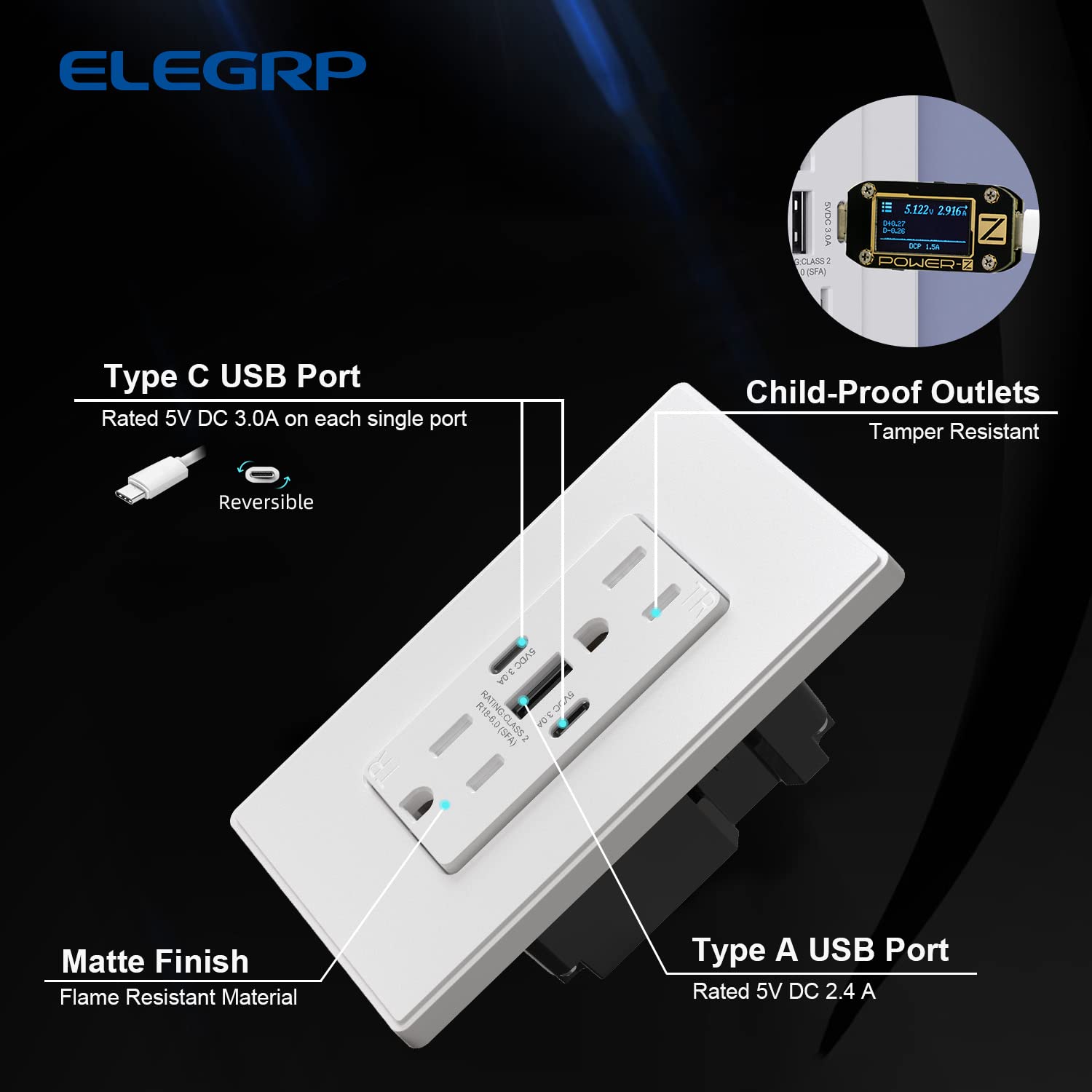 Snapklik.com : ELEGRP USB Outlets, 30W 6.0 Amp USB C Outlets ...