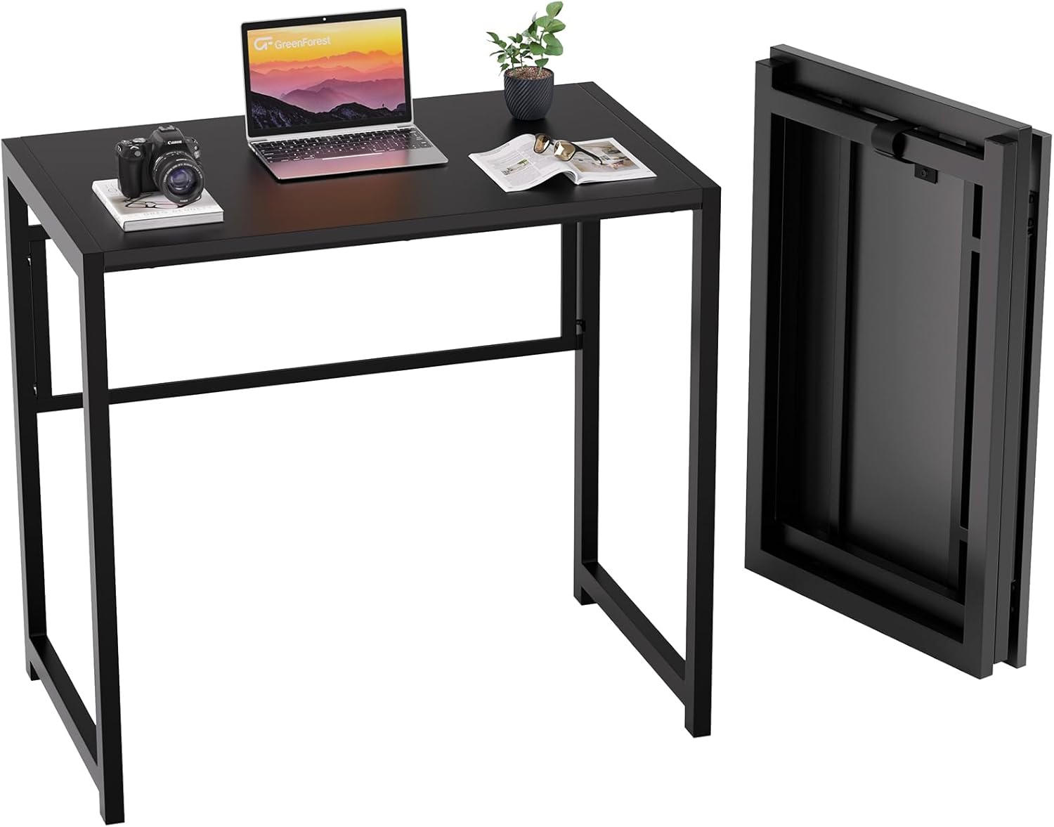 GreenForest Folding Desk for Small Spaces, 31.5 in No-Assembly Small ...