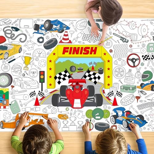 Amazon.com: JOYGATHER Race Car Coloring Tablecloth for Kids, Giant ...