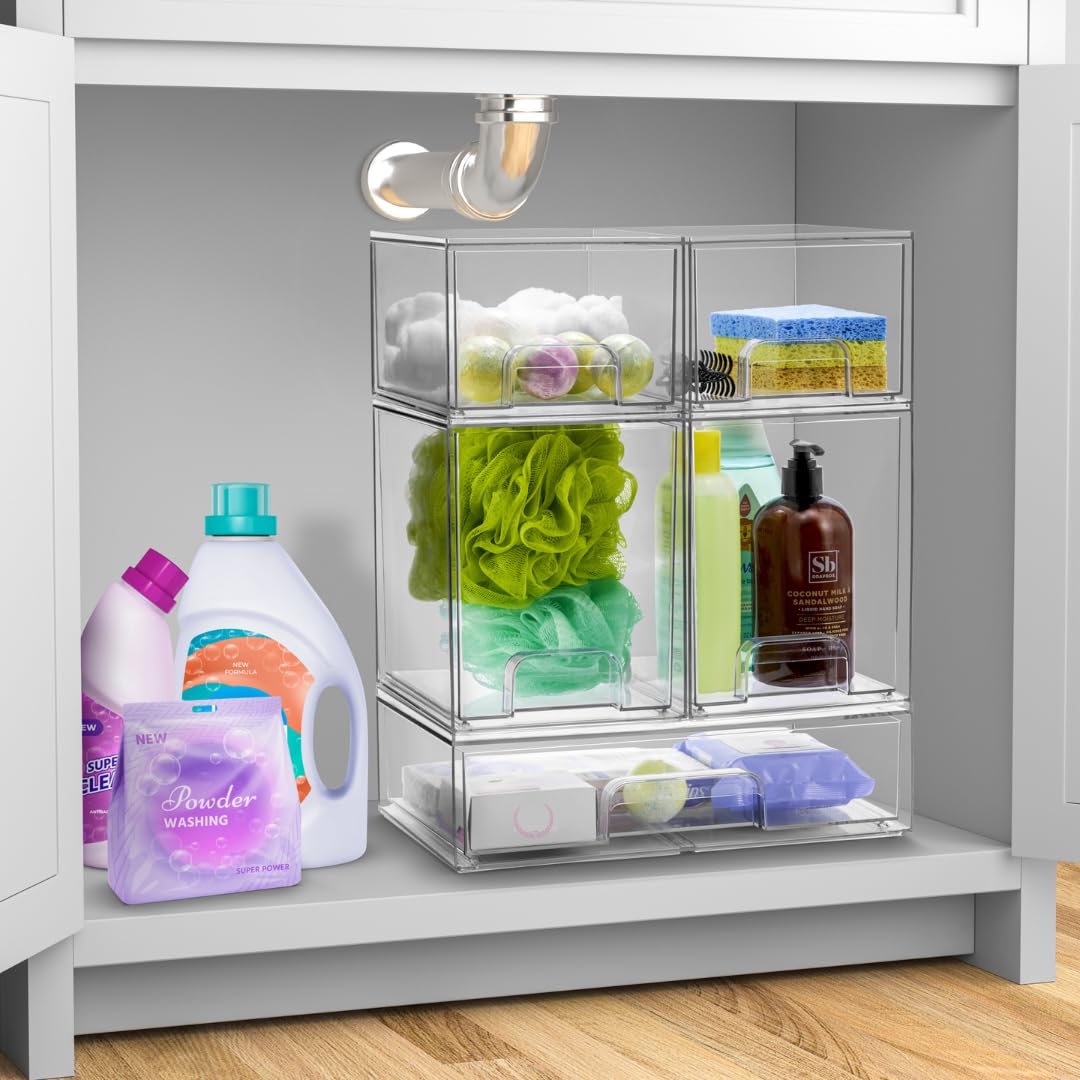 Snapklik.com : Sorbus Acrylic Storage Containers - 4 Pack, Stackable ...