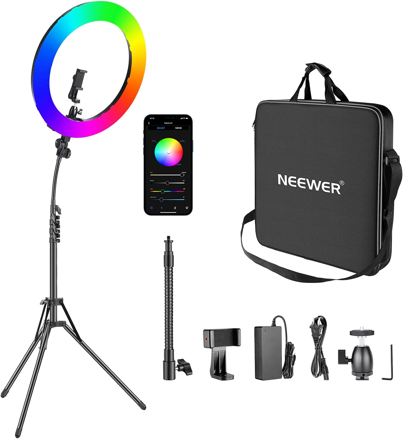 Amazon.com: Neewer 18-inch RGB Ring Light with APP Control, Dimmable Bi ...
